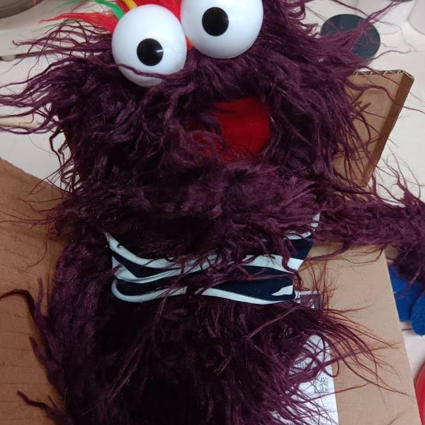 Burgundy Shaggy Chin-pro, Professional Monster Hand Puppet - Etsy