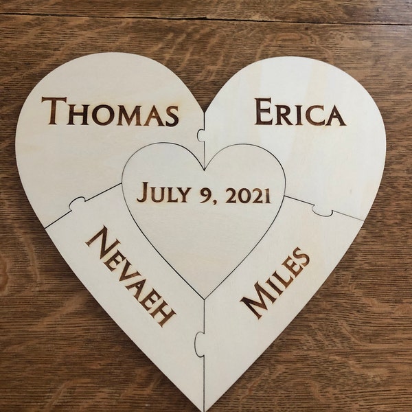 Custom Family Wooden Heart Puzzle - Family Unity Puzzle - Pregnancy ...