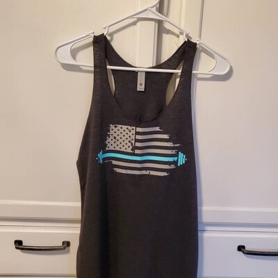 Reps & Rivals Signature American Flag and Barbell Racerback Crossfit ...