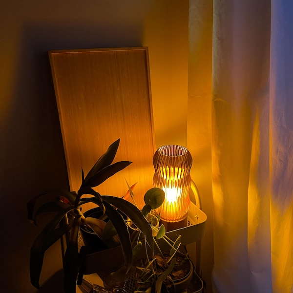 WAVY X AMBER · Japandi Table Lamp · Warm Orange Glow · Handmade From ...