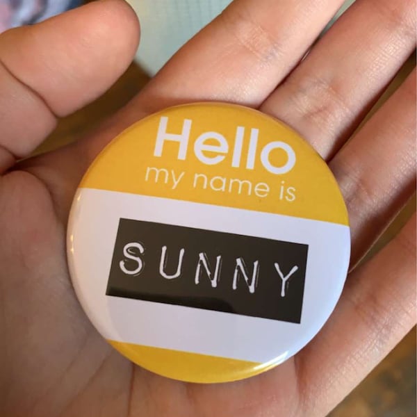 Hello My Name is - Name Tag - Customizable Name, Font, Color, Pinback ...