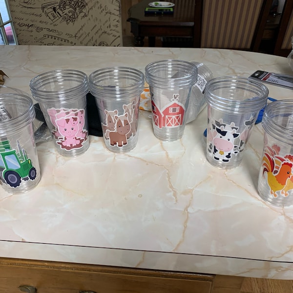 Farm Birthday Theme | Birthday Party Favor Cups | Farm Party Barnyard ...