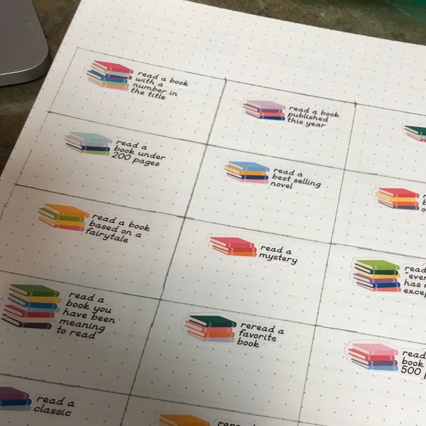Reading Challenge Planner Stickers - Reading Planner Stickers - Reading ...