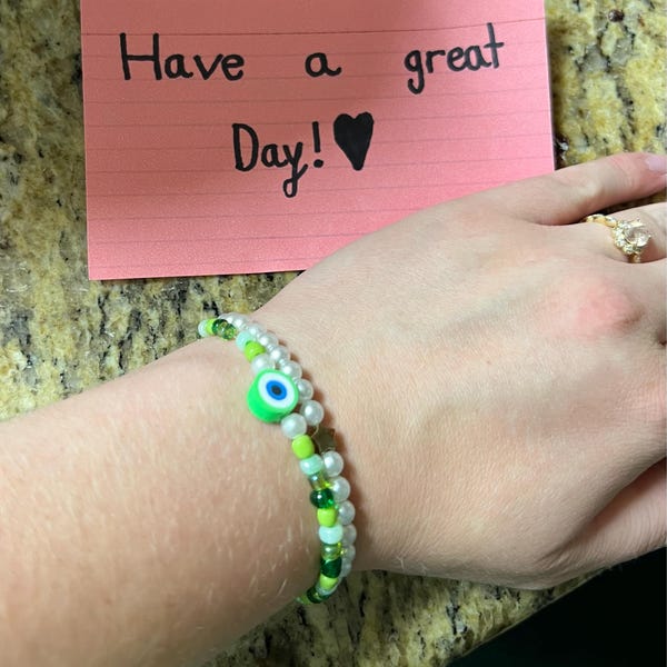 Smile, Blue, Yellow, Green, Preppy, Hand-made, Bracelets, Gifts, Cute ...