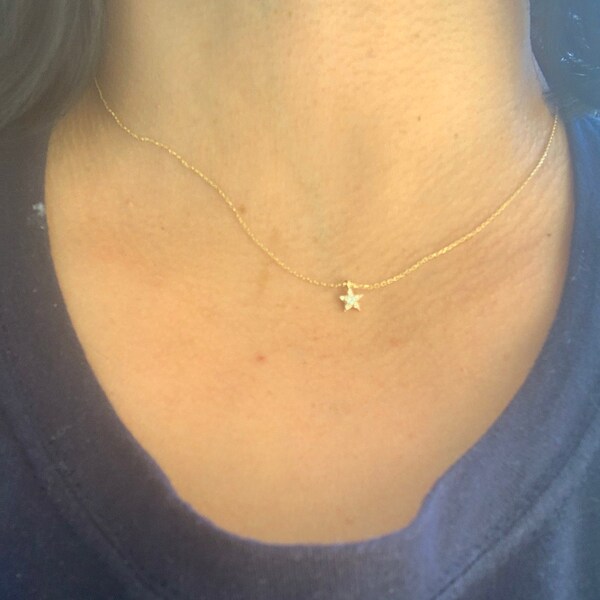 Diamond Star Necklace0.10 Cts / Small Star Necklace / Mini Star ...