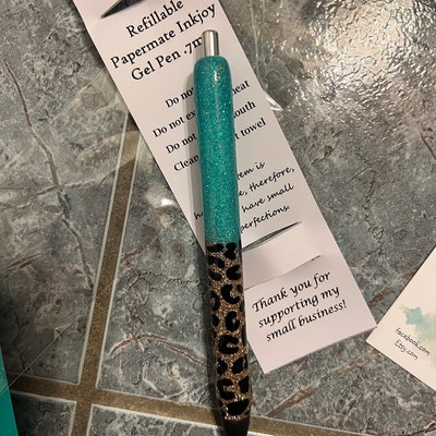 Cheetah Pen, Cheetah Glittered Pen, Papermate Inkjoy Refillable Gel Pen ...