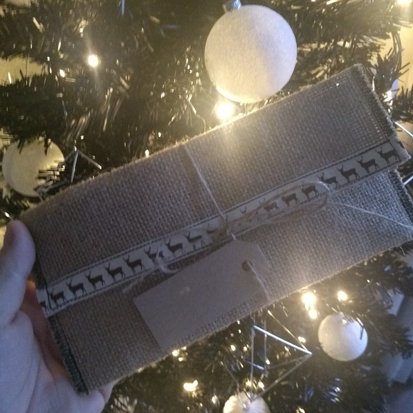 Handmade Christmas Money Wallet Hessian Envelope Fabric Gift Wallet ...