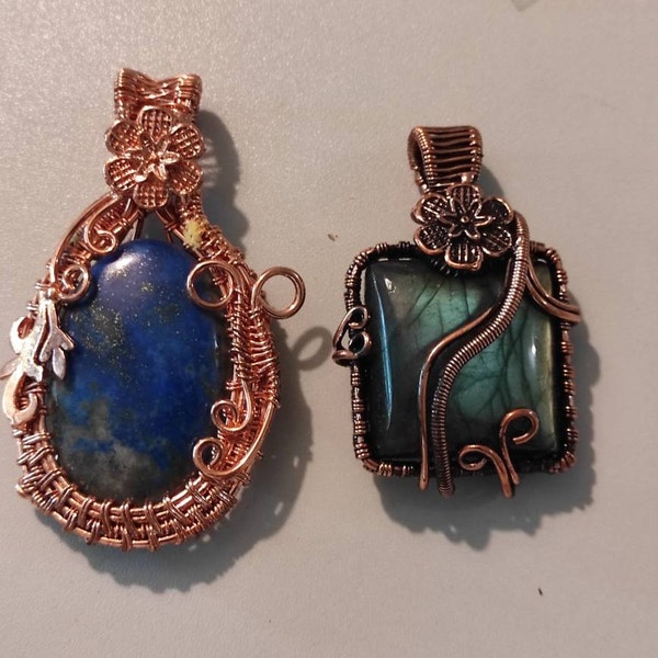 Lizard Pendant Wire Wrap Gemstone Pendent Gemstone Jewelry Copper ...