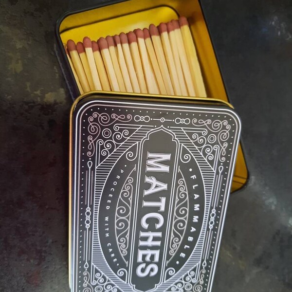Matchbox Match Tin Metal Box Storage Holder Matches Firelighters ...