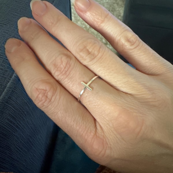 Sterling Silver Cross Ring, Purity Ring for Women Christian, Dainty ...