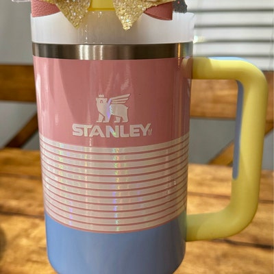 The Big Bow Pink Peony Giraffe Stanley Straw Bow Topper - Etsy