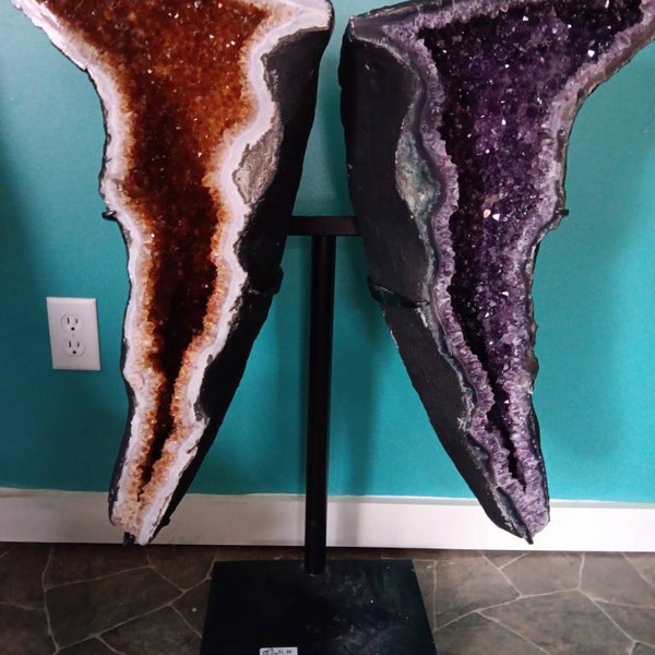 27” Tall Amethyst BUTTERFLY/ ANGEL WINGS Crystal Pair**** Big Cathedral ...