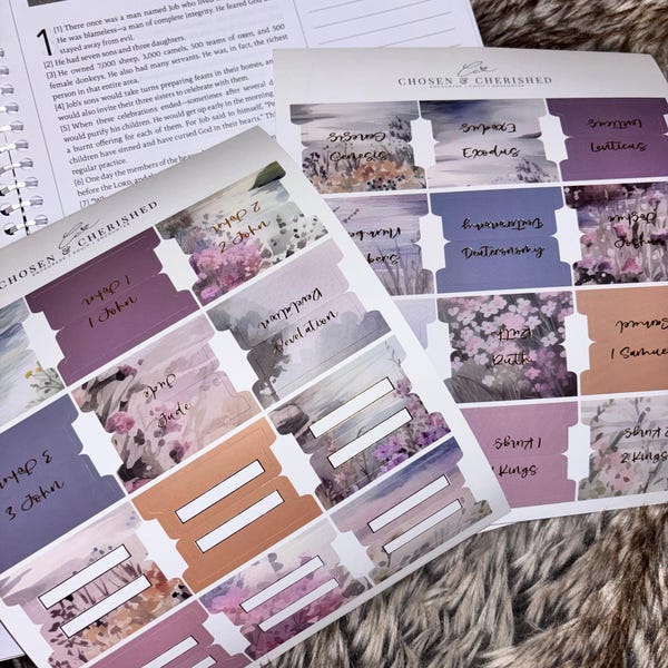 Bible Book Tabs | Pretty Bible Tabs | Bible Index Tabs | Tabs for Your ...