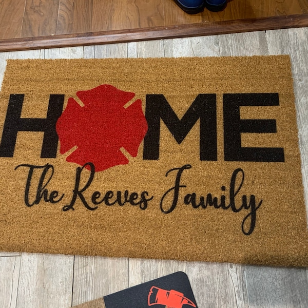 Firefighter Family Name, HOME Firefighter Doormat, Custom Last Name ...