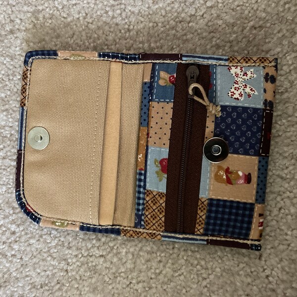 Mini Wallet, Small Bi-fold Organizer Wallet, Zipper Coin Wallet, Fabric ...