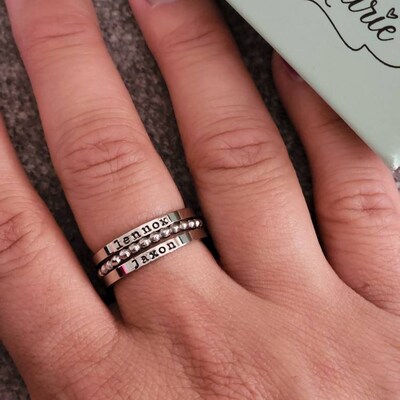 Skinny Stackable Ring / Personalized Rings / Mothers Rings / Hand ...