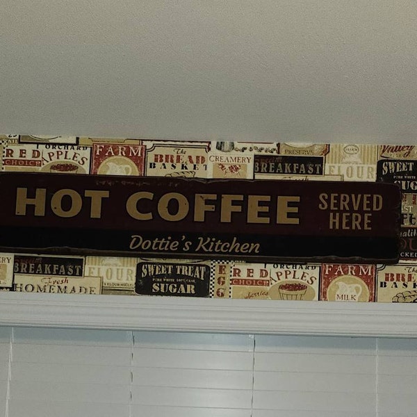 Hot Coffee Served Here Wood Sign, Personalized Java Coffee Lover Name ...