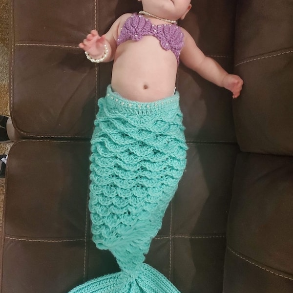 Mermaid Tail Pattern 6-12 Months PDF Instant Download Mermaid Crochet ...