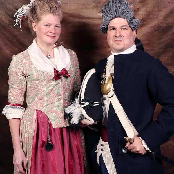 18th Century Reproduction Puffed Cap Ribbon and Breast Knot Triple Bow ...