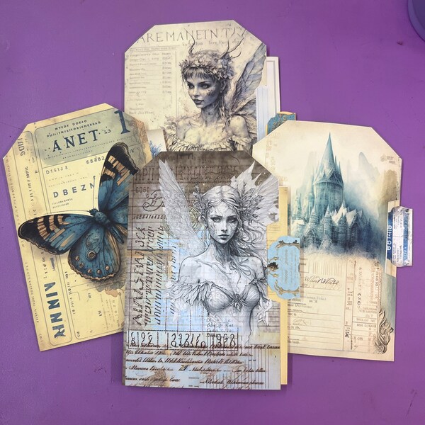 Printable Junk Journal Pockets Kit With Tabbed Journal Cards. Perfect ...