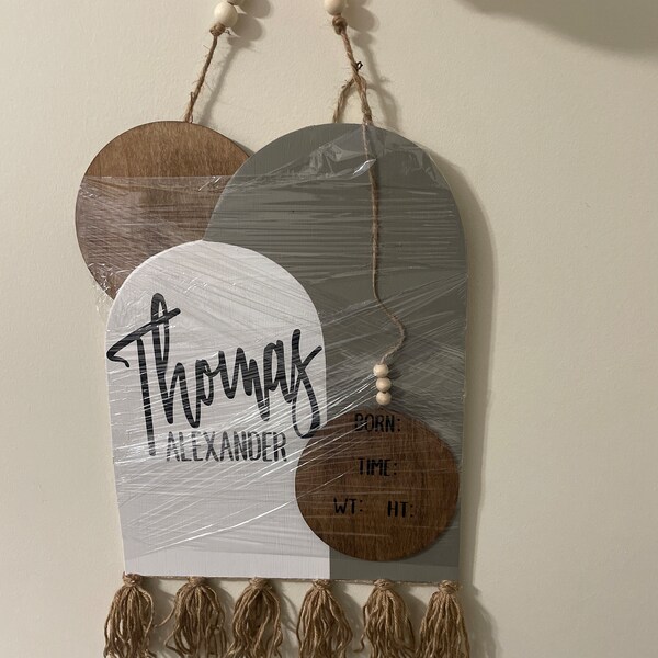 BOHO Baby Hospital Door Hanger Sign | Baby Shower Gift | Nursery Sign ...