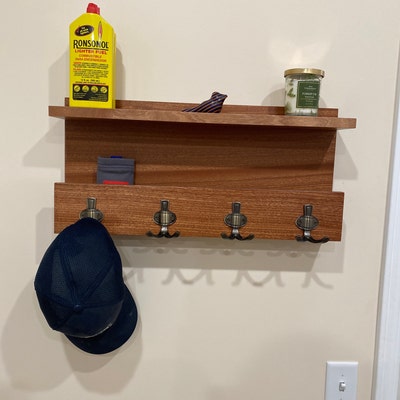 Natural Hardwood Coat Rack, Handmade Entryway Organizer, Modern Rustic ...