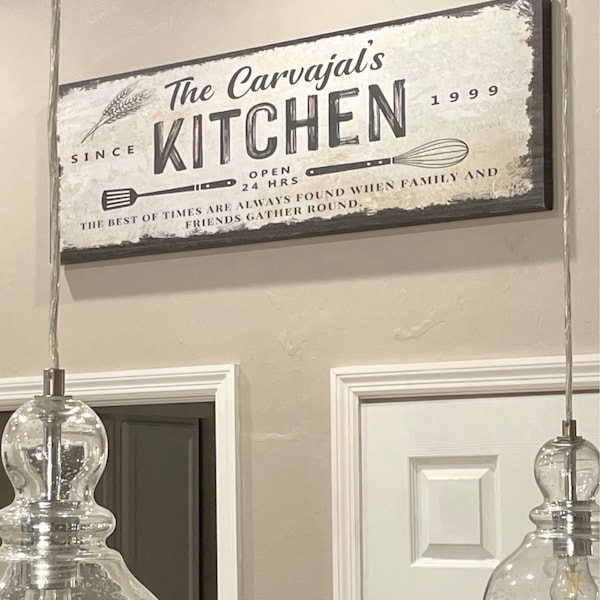 Farmhouse Kitchen Sign | Personalized Kitchen Wall Decor | Kitchen Room ...