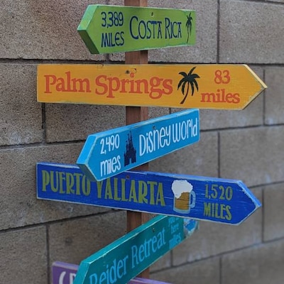 Custom Mile Marker Signs, Hand Painted Directional Signs With Locations ...
