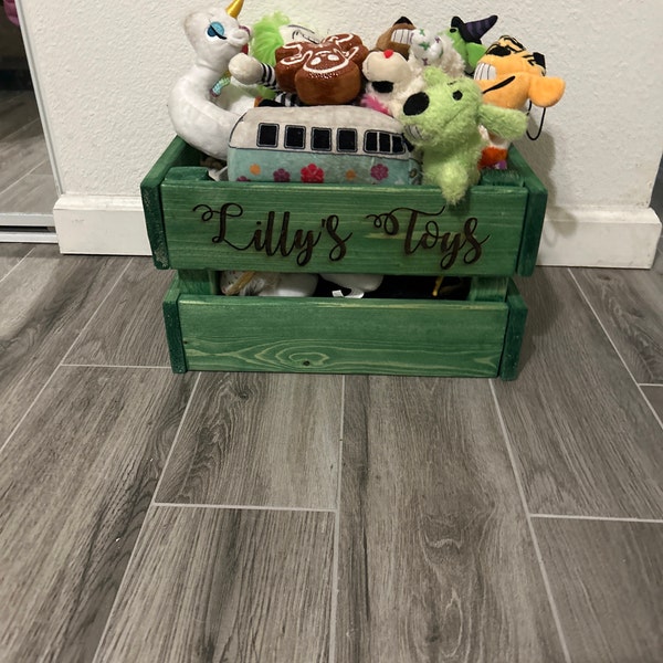 Dog Toy Box, Personalized Dog Toy Bin, Pet Toy Box, Rustic Toy Box ...