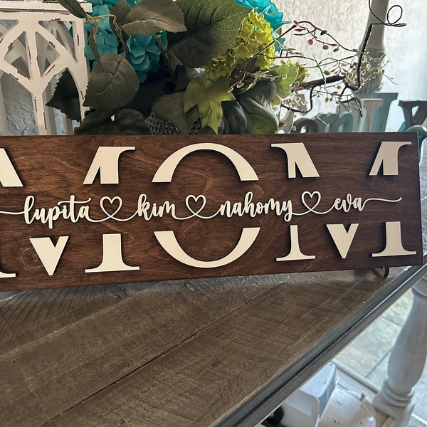 3D Personalized Mom Sign With Children Name| Personalized Mother's Day ...