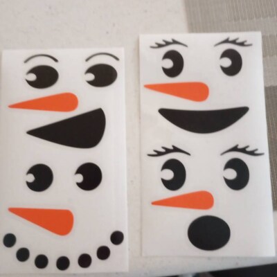 Snowman Faces Vinyl Decals, Set of 12 for Christmas Ornaments or Mugs ...