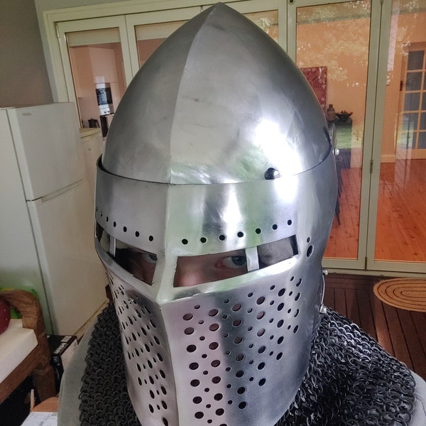 18GA Medieval Bascinet German Helmet Medieval German Salleta Helmet ...