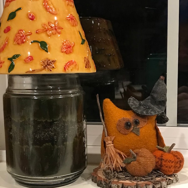 Fall Owl Shelf Sitter - Autumn Wool Owl - Halloween Owl Accent ...