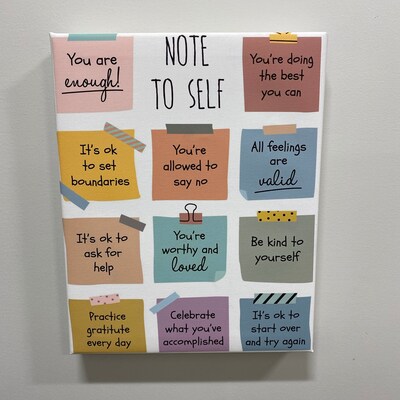 Note to Self Poster, Self Care Poster, Be Kind to Yourself, Daily Check ...
