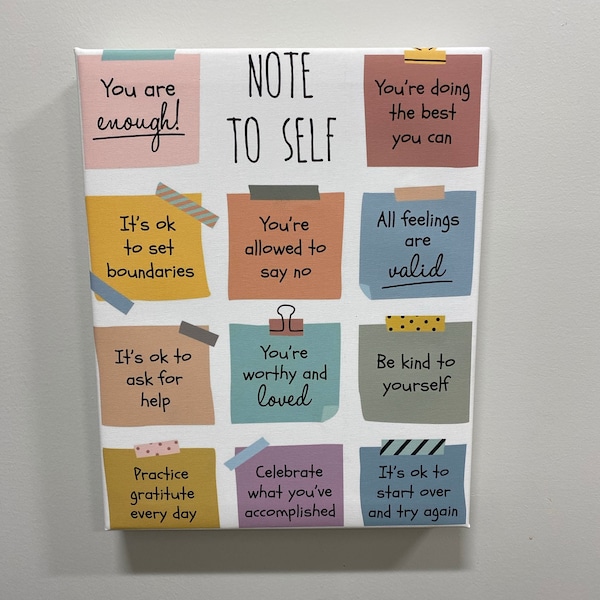 Note to Self Poster, Self Care Poster, Be Kind to Yourself, Daily Check ...