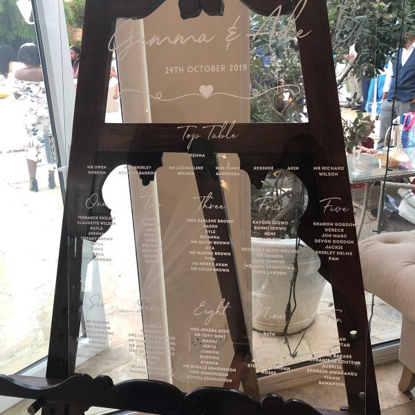 Acrylic Wedding Seating Plan, Personalized Acrylic Seating Chart, A1 A2 ...