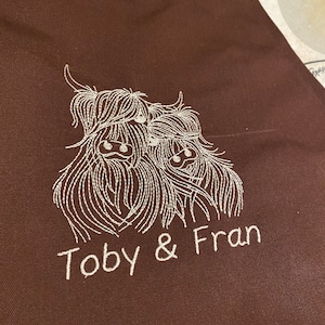 Scottish Highland Cow Pair Redwork Sketch Machine Embroidery Design 5 ...