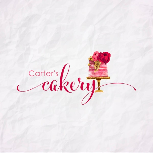Premade Logo Design-cake Logo-watercolor Logo-bakery Logo-watermark ...