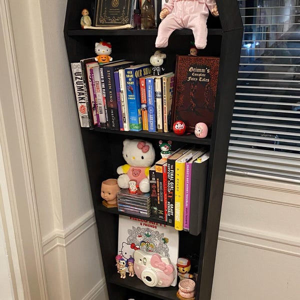 52 Inch Coffin Bookshelf, Goth, Spooky, Home Decor, Bookcase, Mystic ...