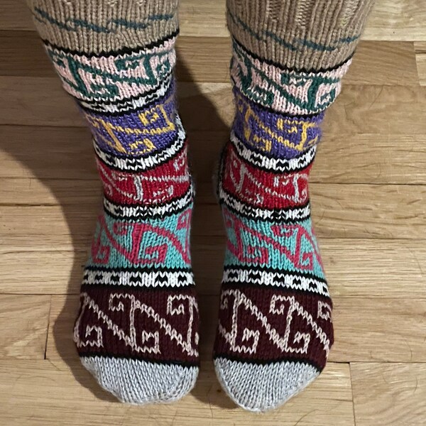 Wool Socks-hand Made Wool Socks-%100 Hand Madeknitted Woolly Slipper ...