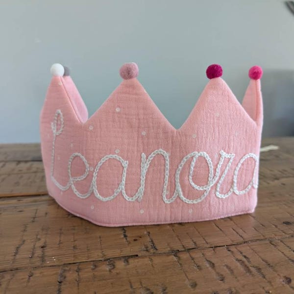 Hand Embroidered Name Crown for Kid's Birthdays, Personalized Gift ...