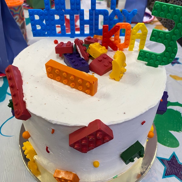 Mega Custom Brick Birthday Topper Cake Set, Personalized Happy Birthday ...