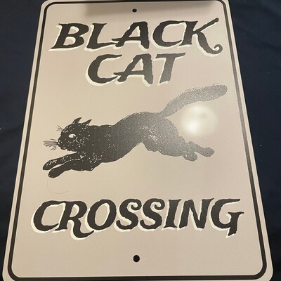 Black Cat Crossing Sign, Black Cat Decor, Black Cat Sign, Halloween Cat ...