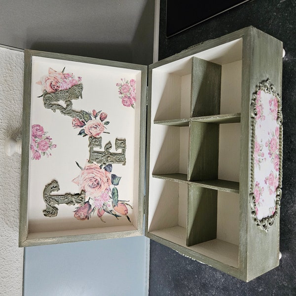 Vintage Tea Box, Tissue Box and Tray| Tea Box With 9 Compartments ...