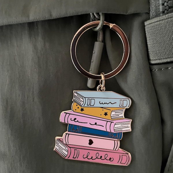 Book Lovers Gold Enamel Keychain - Etsy