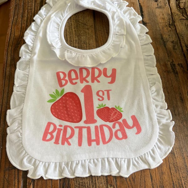 My Berry First Birthday Bib - Strawberry Themed Birthday - Cake Smash ...