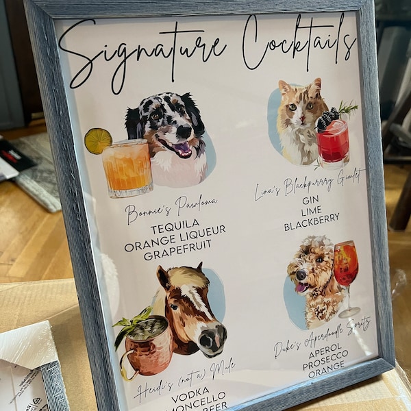 Personalized Drink Menu With Cat Theme for Weddings Whisker Sour Custom ...