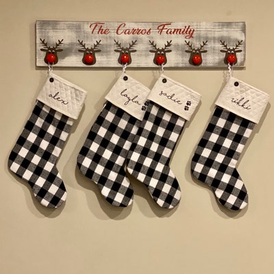 Rustic Distressed Barn Farmhouse Reindeer Rudolph Wall Sign Stocking ...