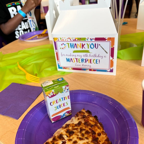 INSTANT DOWNLOAD Art Party Printable 5x7 Creative Juices Sign and 3"x4 ...