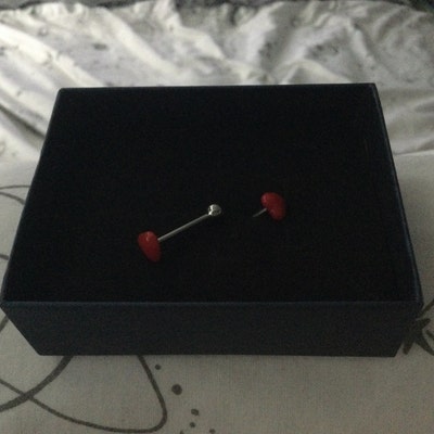 Purple Cross Tongue Stud, Stud Piercing, Gradient Purple Tongue Ring ...